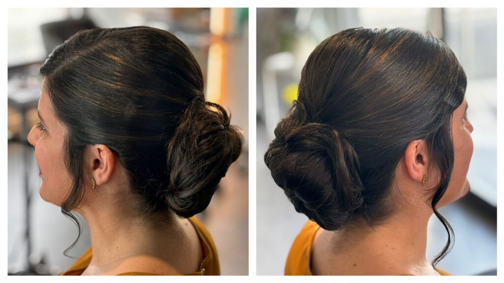 Recogido bajo con raya al lado. - Tupelu Peluquería Ainsa Sobrarbe